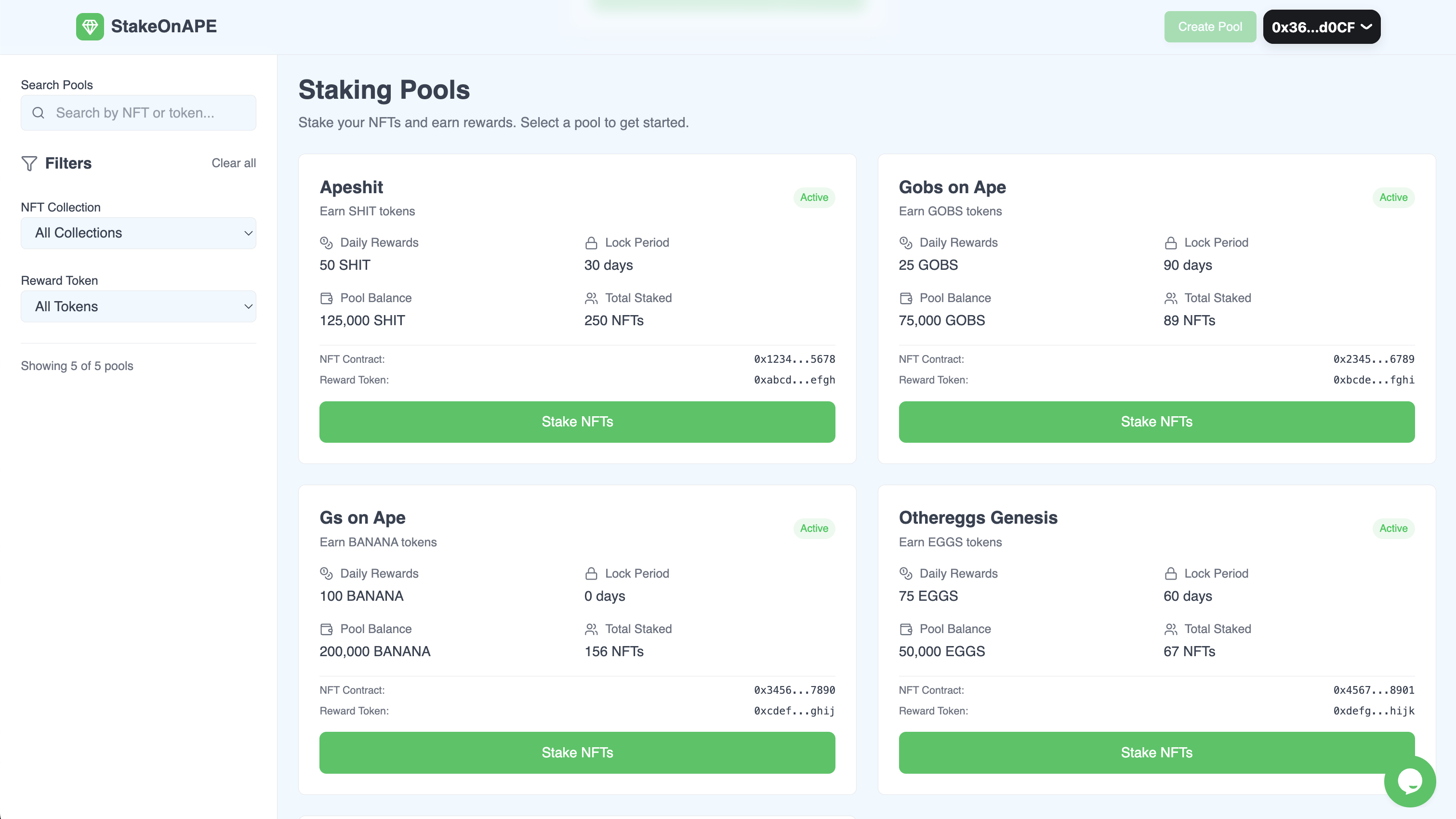 StakeOnAPE - Community NFT Staking Platform | Create Custom Pools